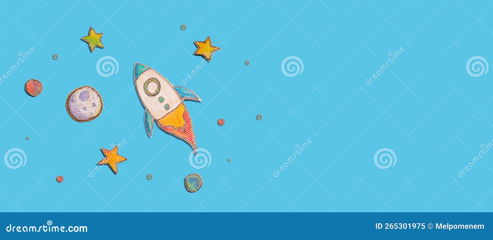 Space Exploration Theme with a Rocket Stock Illustration - Illustration ...