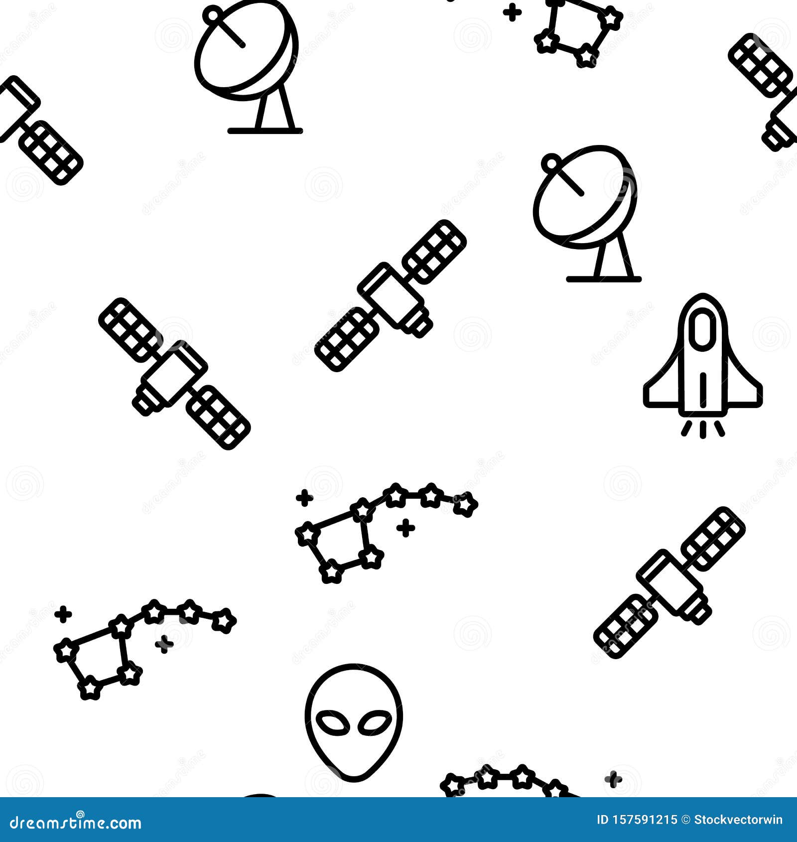 Space Exploration Vector Seamless Pattern Stock Vector - Illustration ...