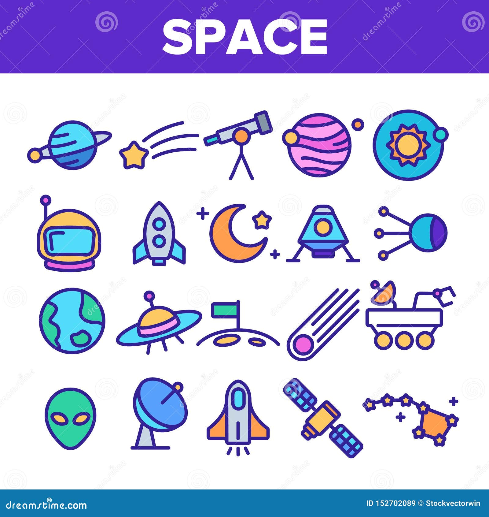Space Exploration Vector Thin Line Icons Set. Stock Vector ... Space Exploration Vector Thin Line Icons Set. Stock Vector ...