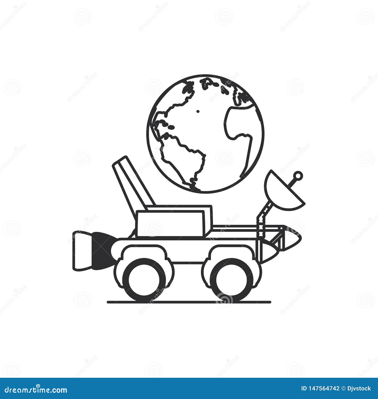 Space Explorer Car with Planet Earth Stock Illustration - Illustration ...