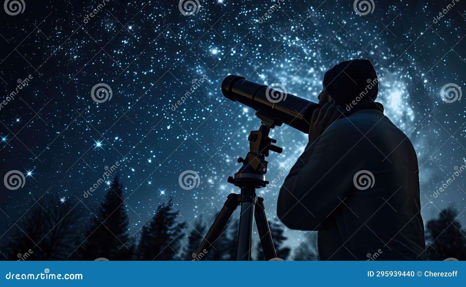 Space Explorer Looking through Telescope Stock Photo - Image of cosmos ...
