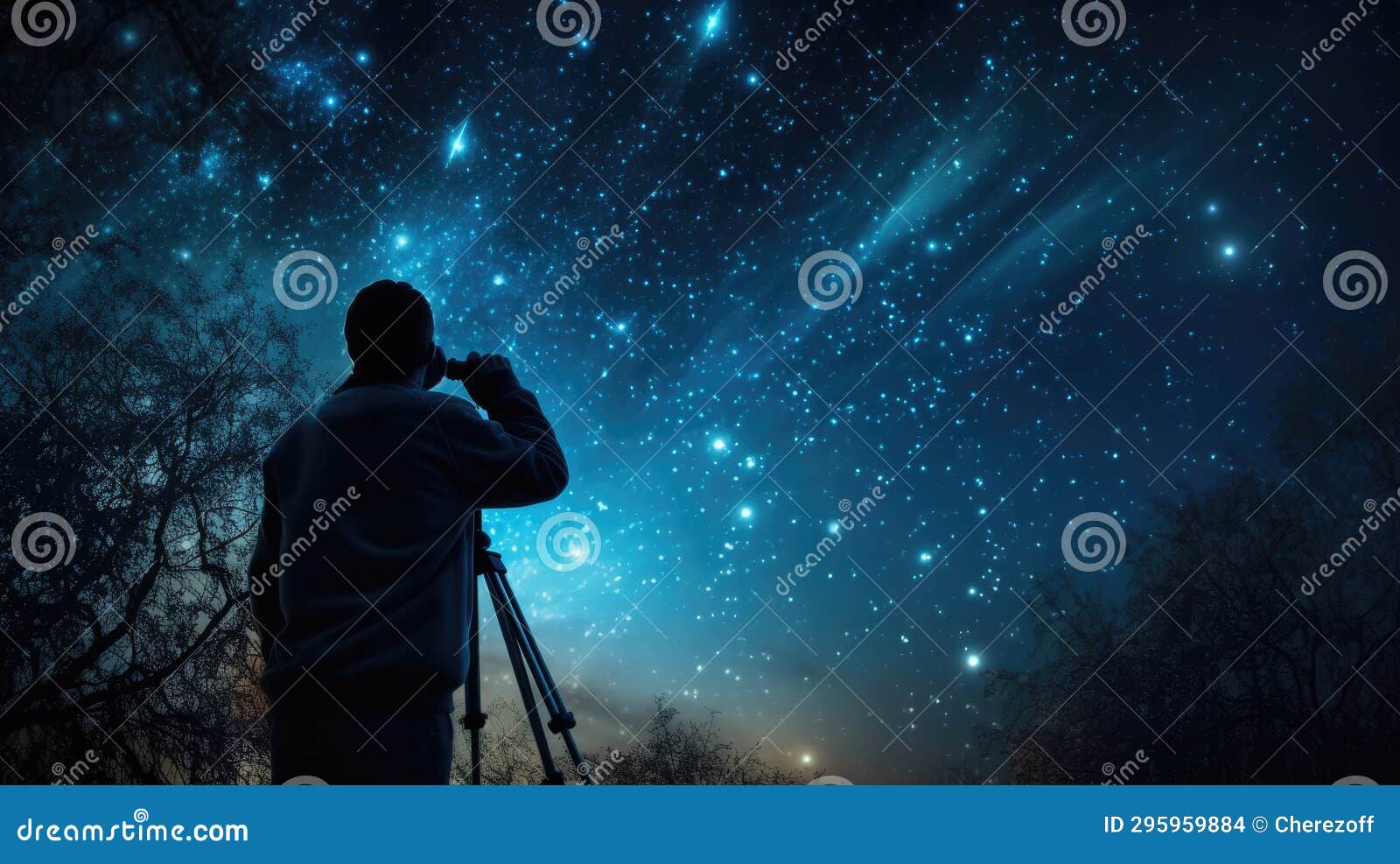 Space Explorer Looking through Telescope Stock Photo - Image of looking ...