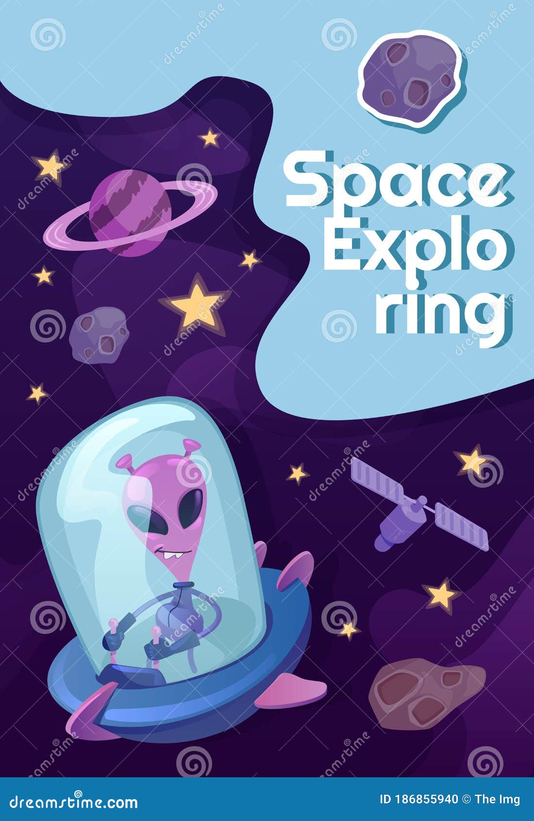 Space Exploring Poster Flat Vector Template Stock Vector - Illustration ...