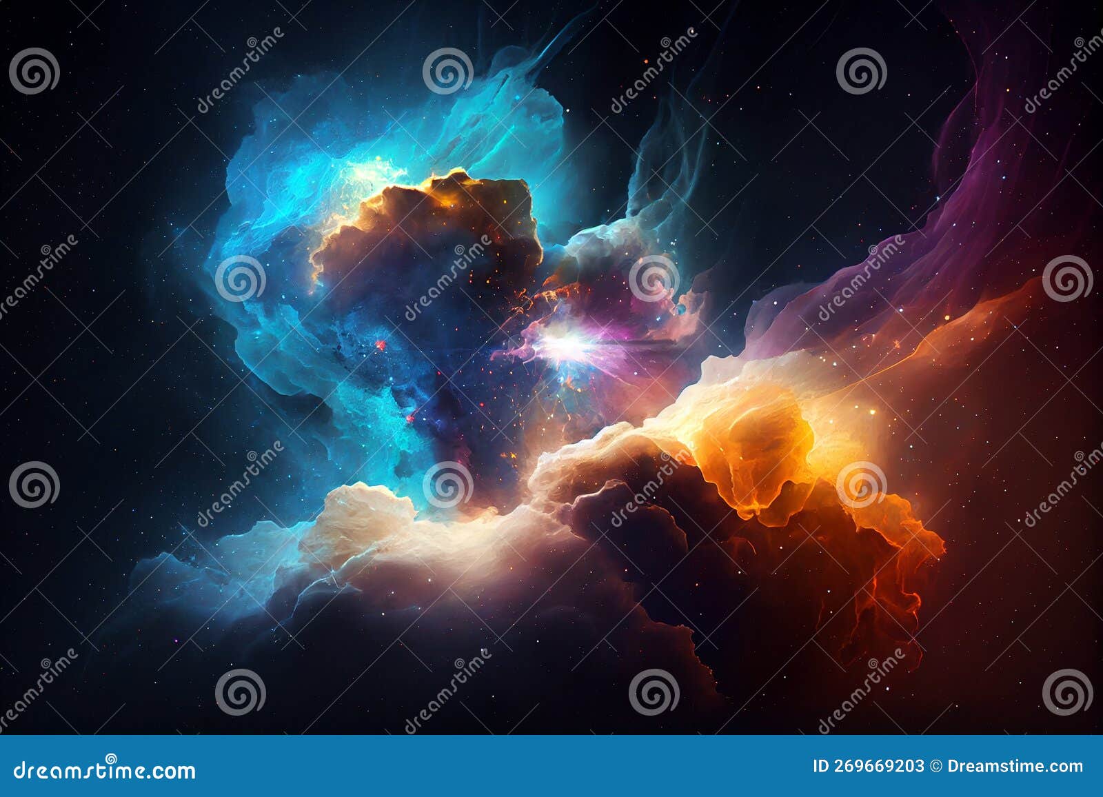 Space Explosion Colorful Abstract Nebula Background Stock Illustration ...