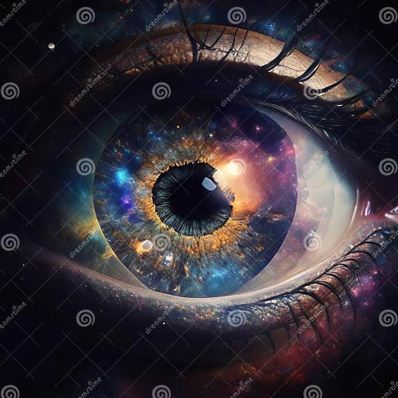 Space Eye. Space in the Pupil Stock Illustration - Illustration of ...