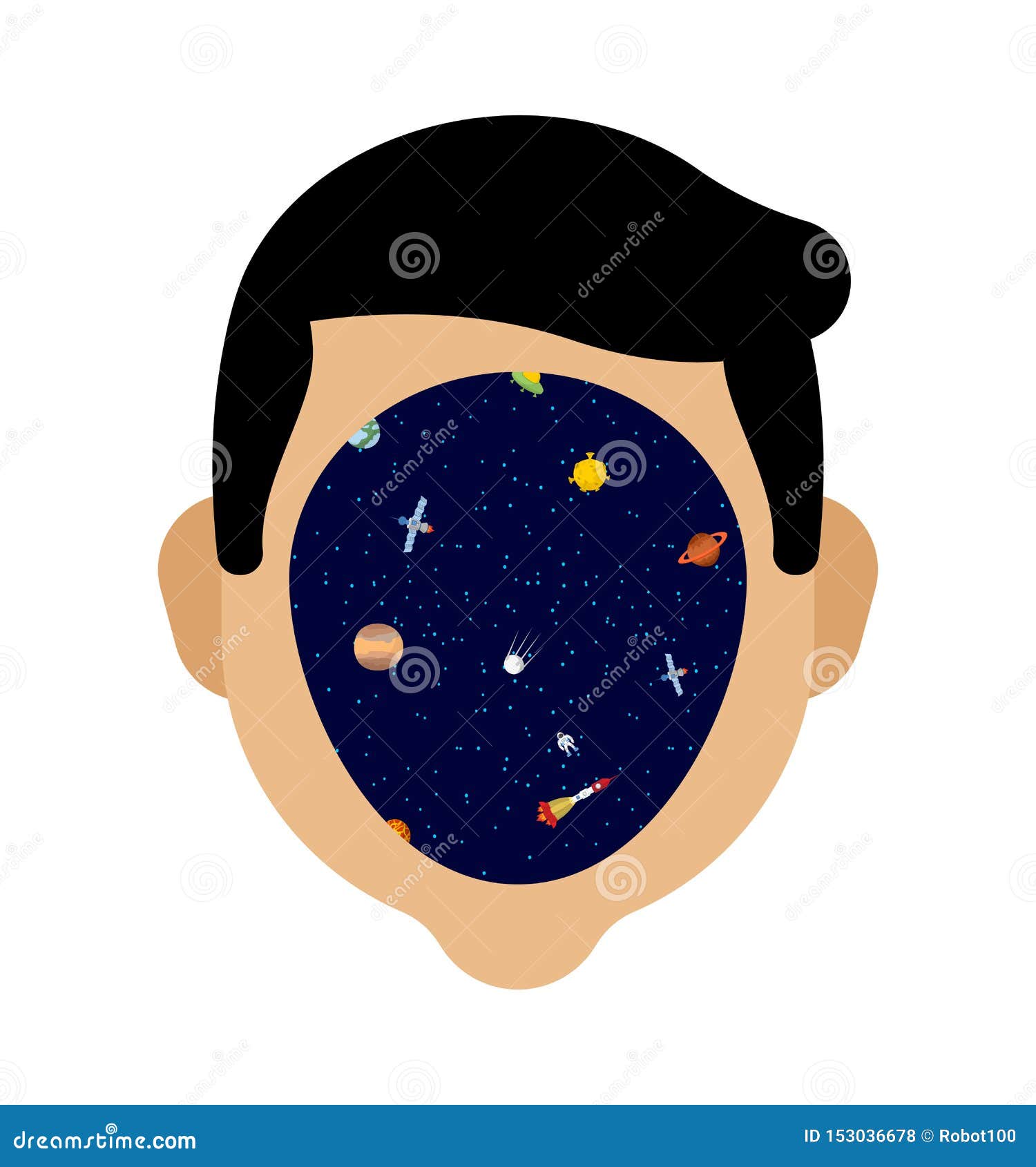 Space in Face. Universe in Head Stock Vector - Illustration of future ...