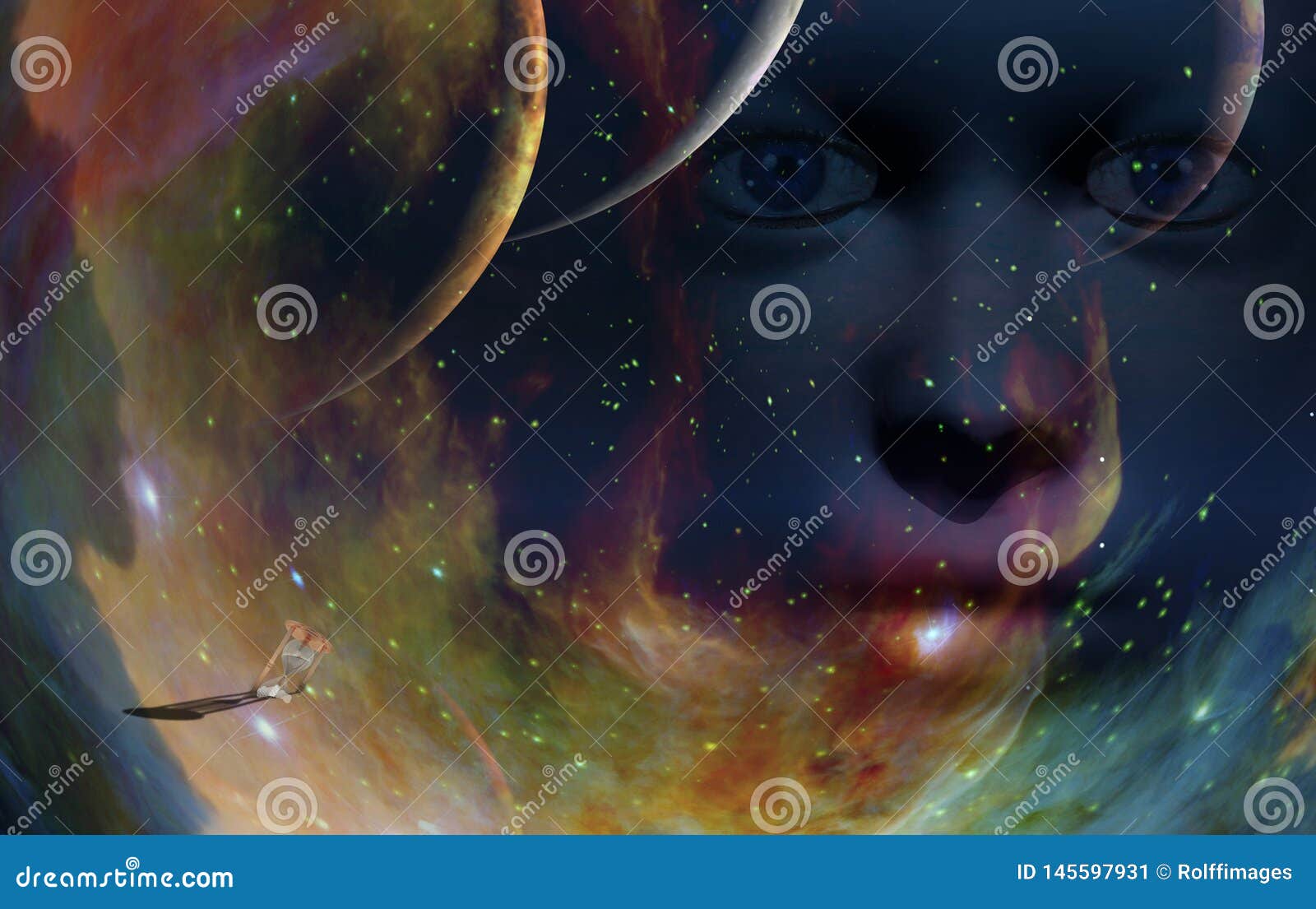 Space face stock illustration. Illustration of creation - 145597931