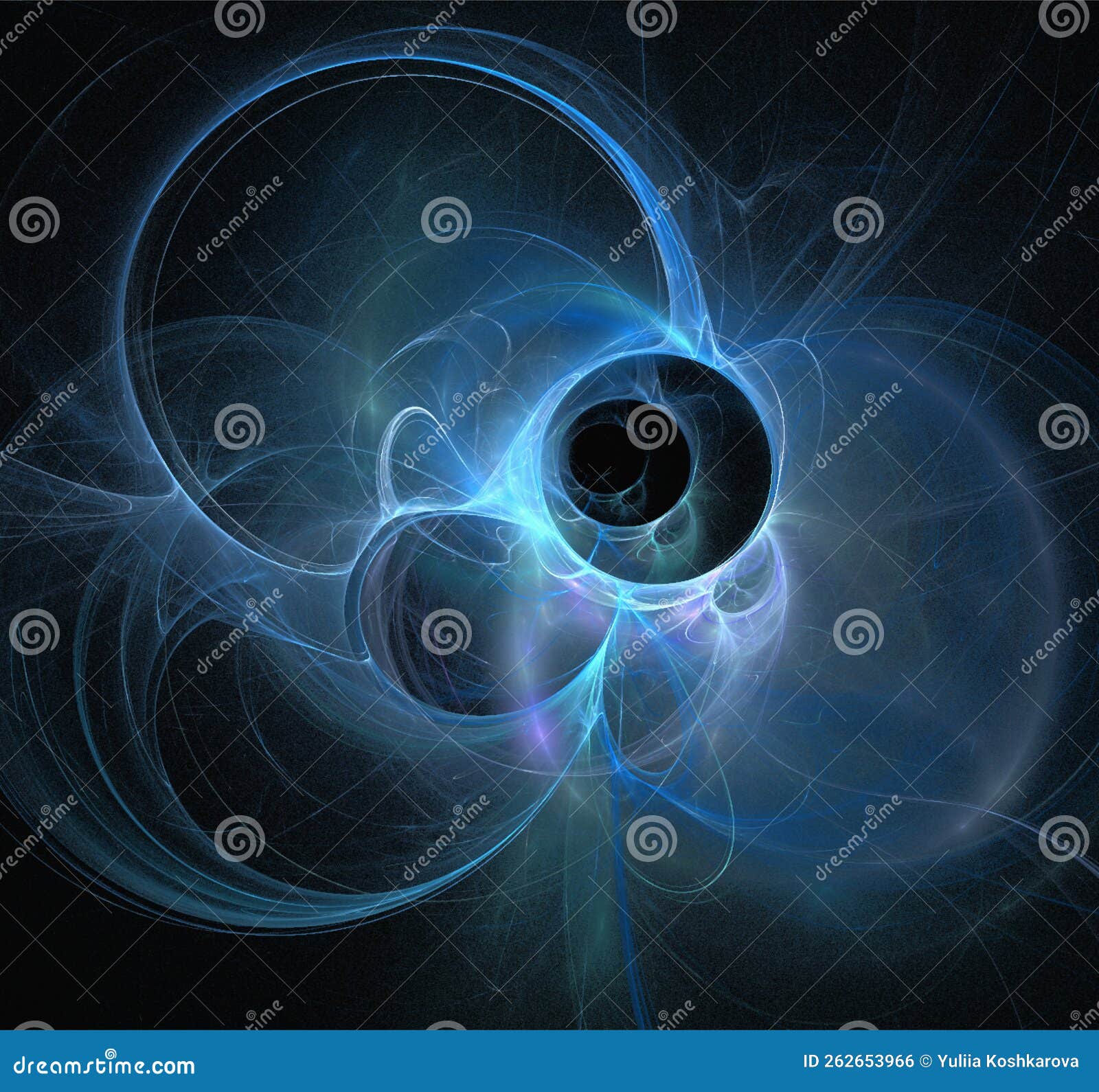 Space Fantasy Illustration of Blue Planetary System on Dark Space ...