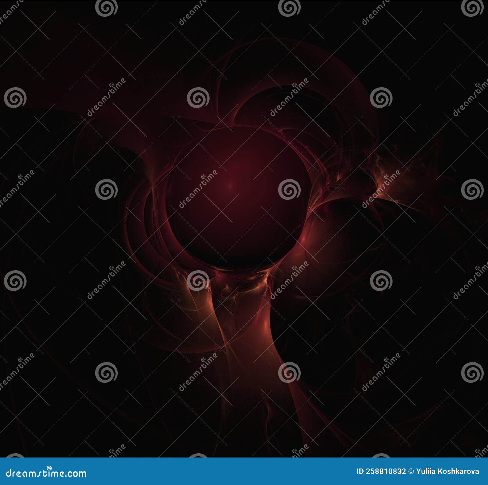 Space Fantasy Illustration of Red Planetary System on Dark Space ...
