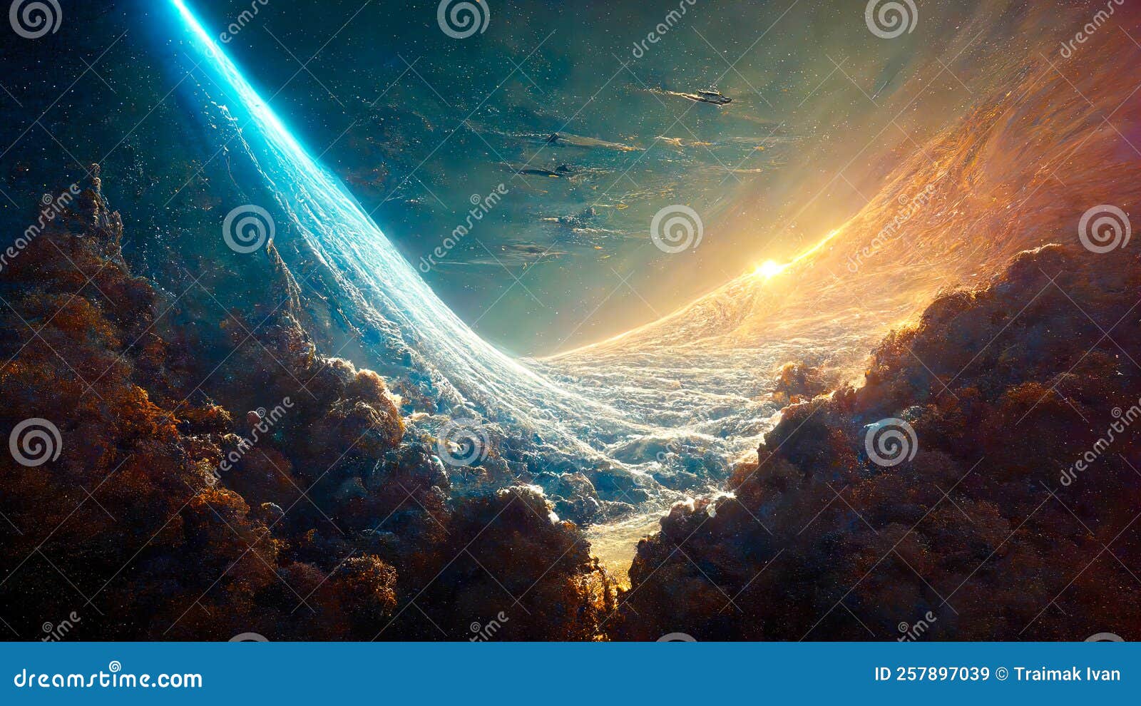 Space Fantasy Landscape with Stars and Nebulae in Deep Space Universe ...