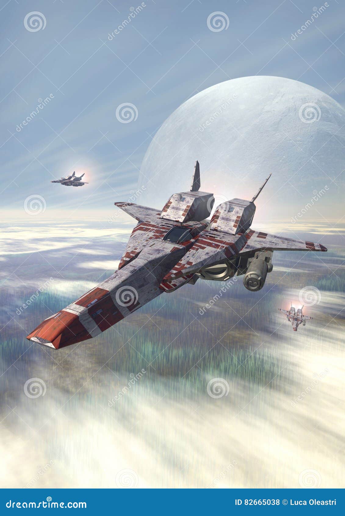 Space Fighter And Alien Moon Stock Photo | CartoonDealer.com #22955388