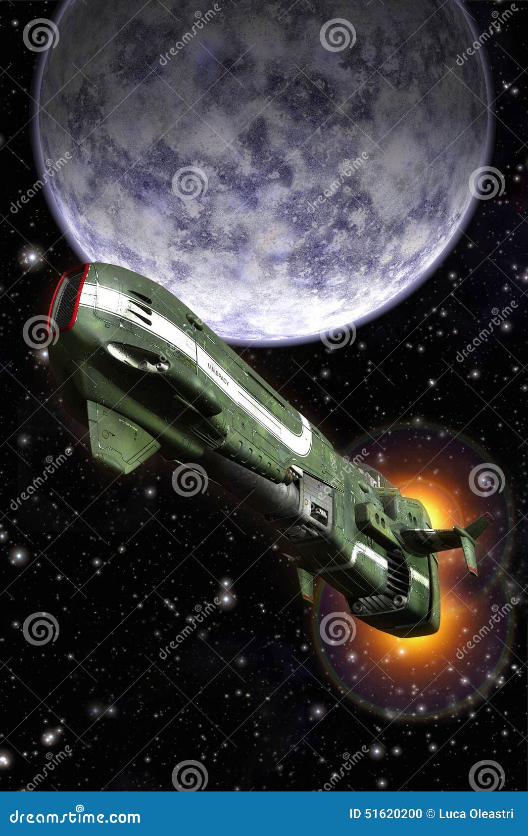 Space fighter and planet stock illustration. Illustration of artwork ...