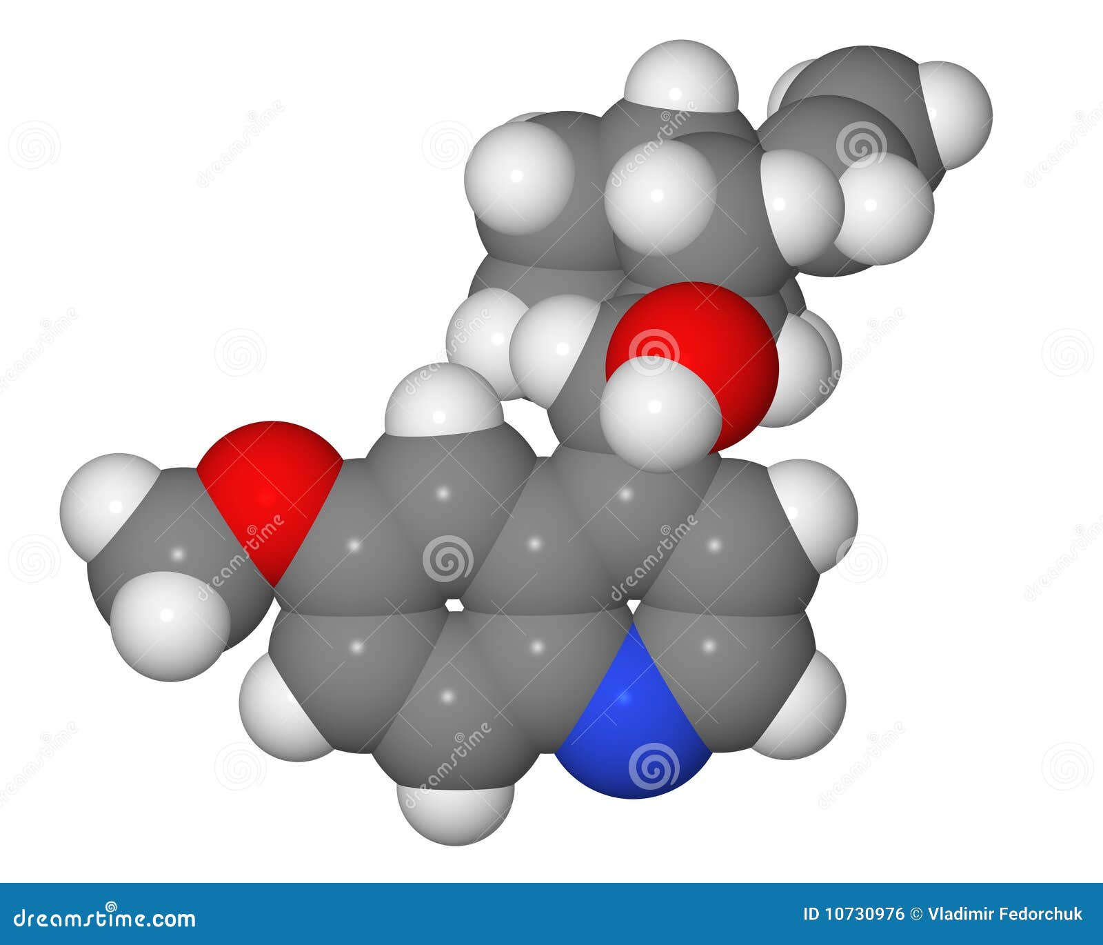Space-filling Model Of Quinine Molecule Stock Illustration ...