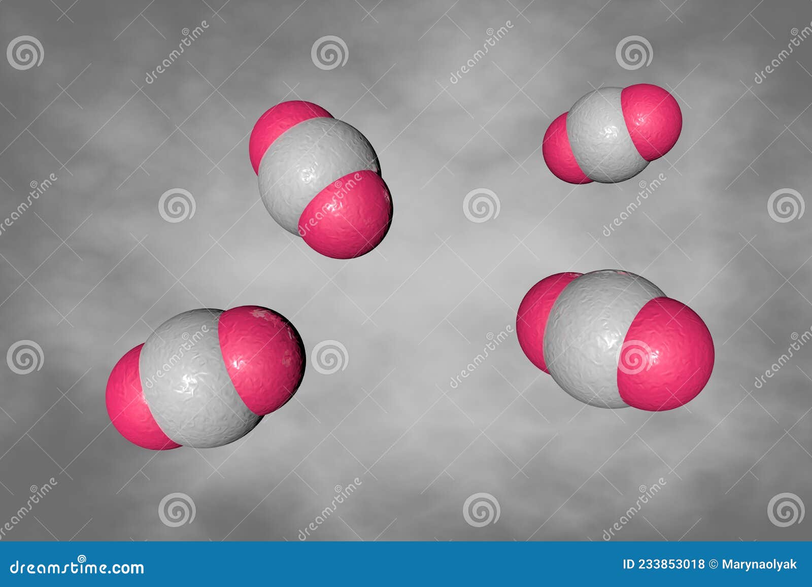 Space-filling Molecular Model of Carbon Dioxide. Atoms are Represented ...