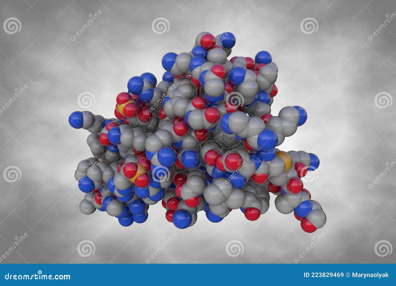 Space-filling Molecular Model Of Human Interleukin-4. Atoms Are ...