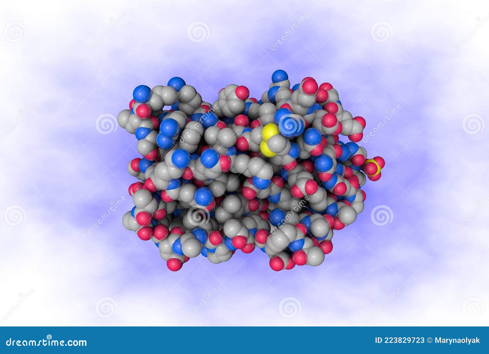 Space-filling Molecular Model of Human Interleukin-6 or IL-6. Atoms are ...