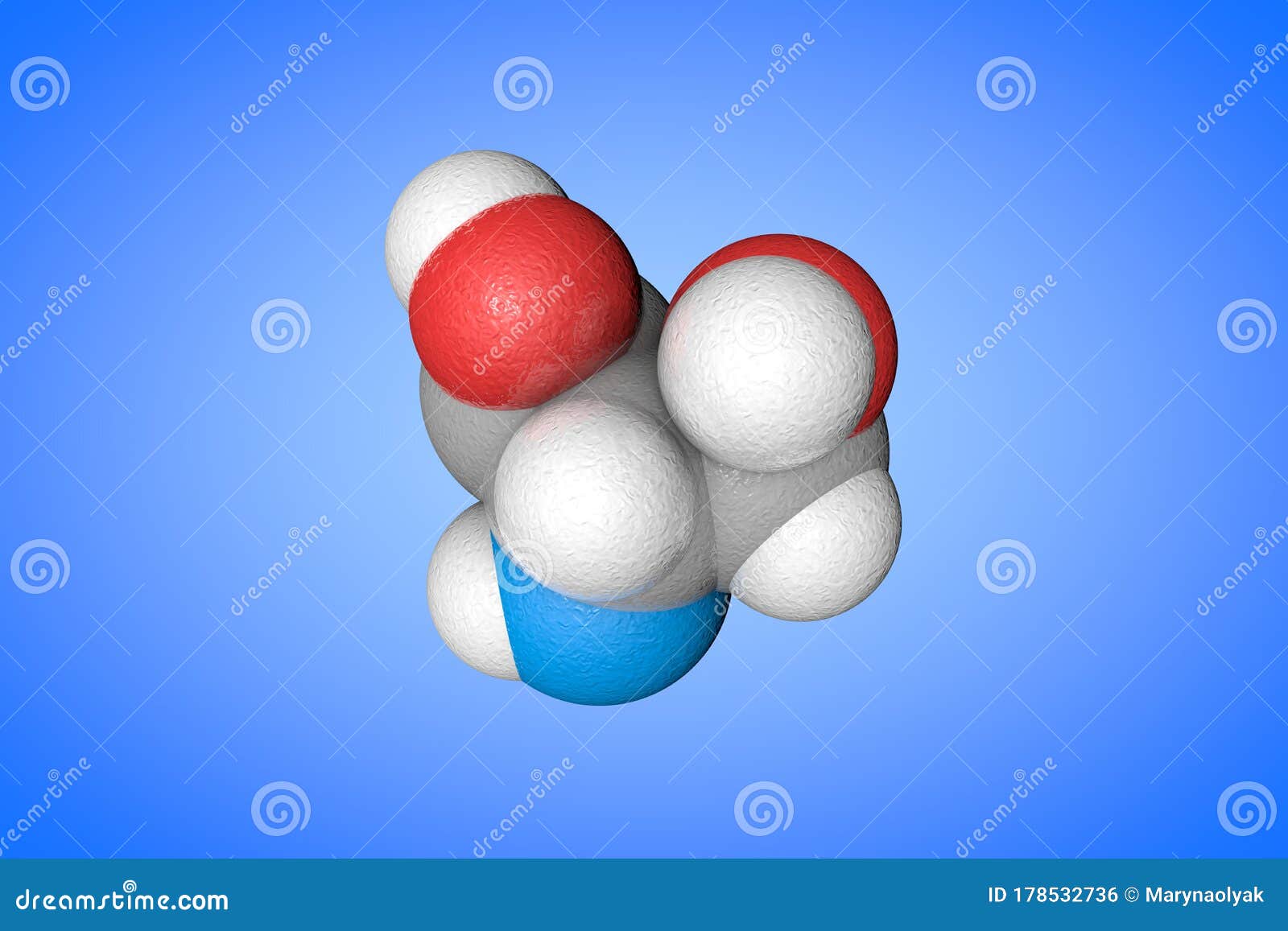 Space-filling Molecular Model of L-serine. Atoms are Represented As ...