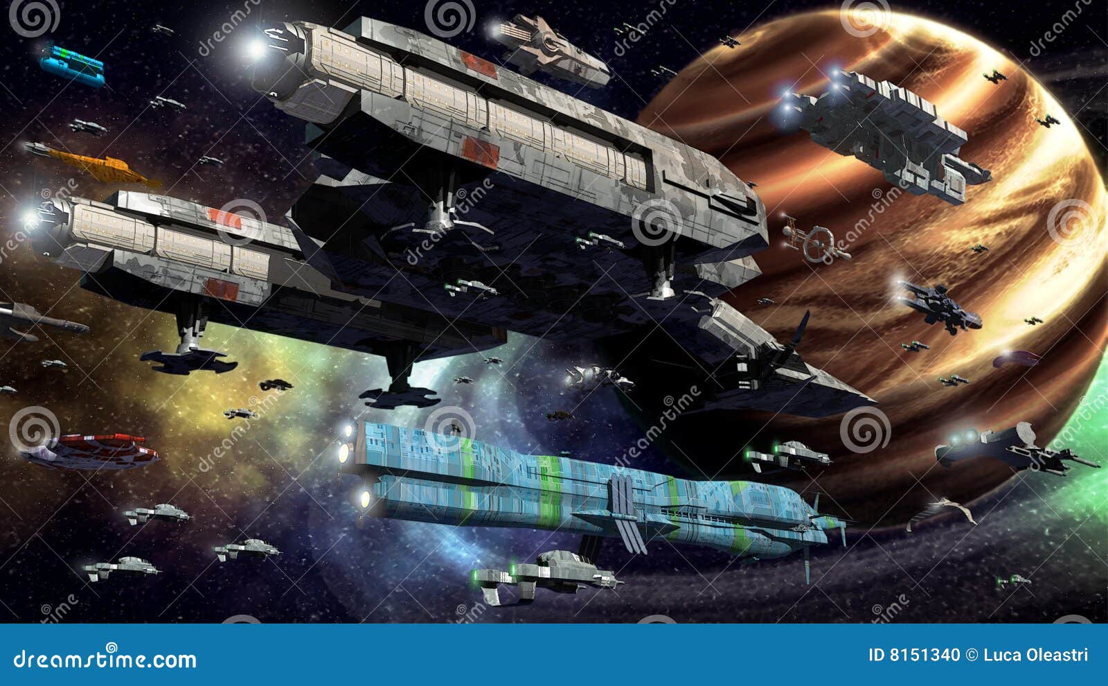 Space fleet stock illustration. Illustration of star, fiction - 8151340