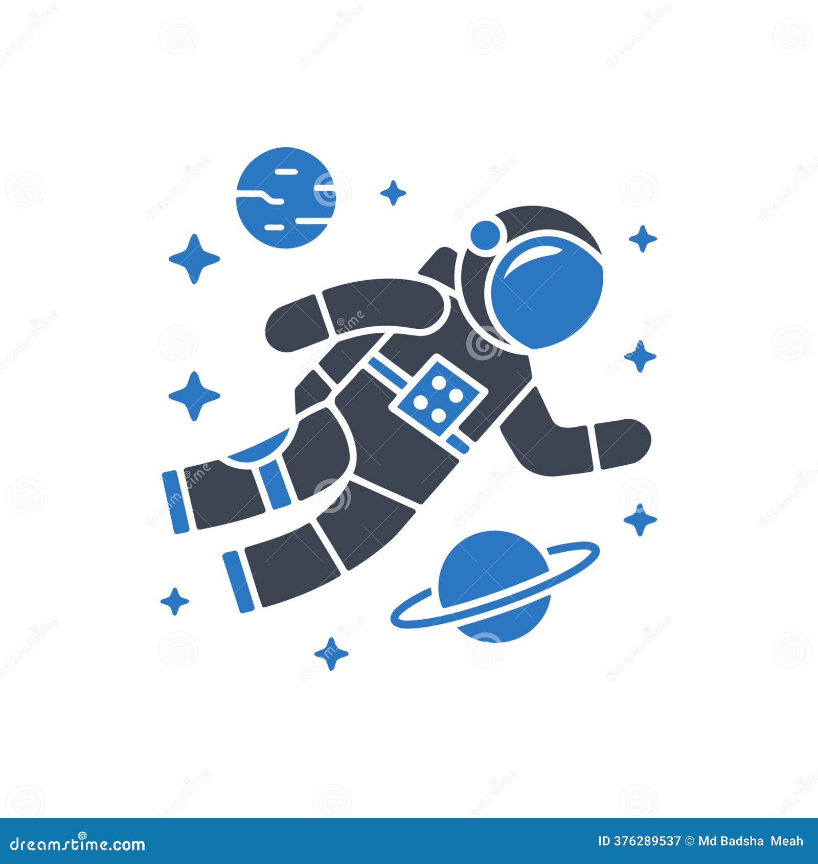 Floating Astronaut In The Space Suit Vector Illustration ...