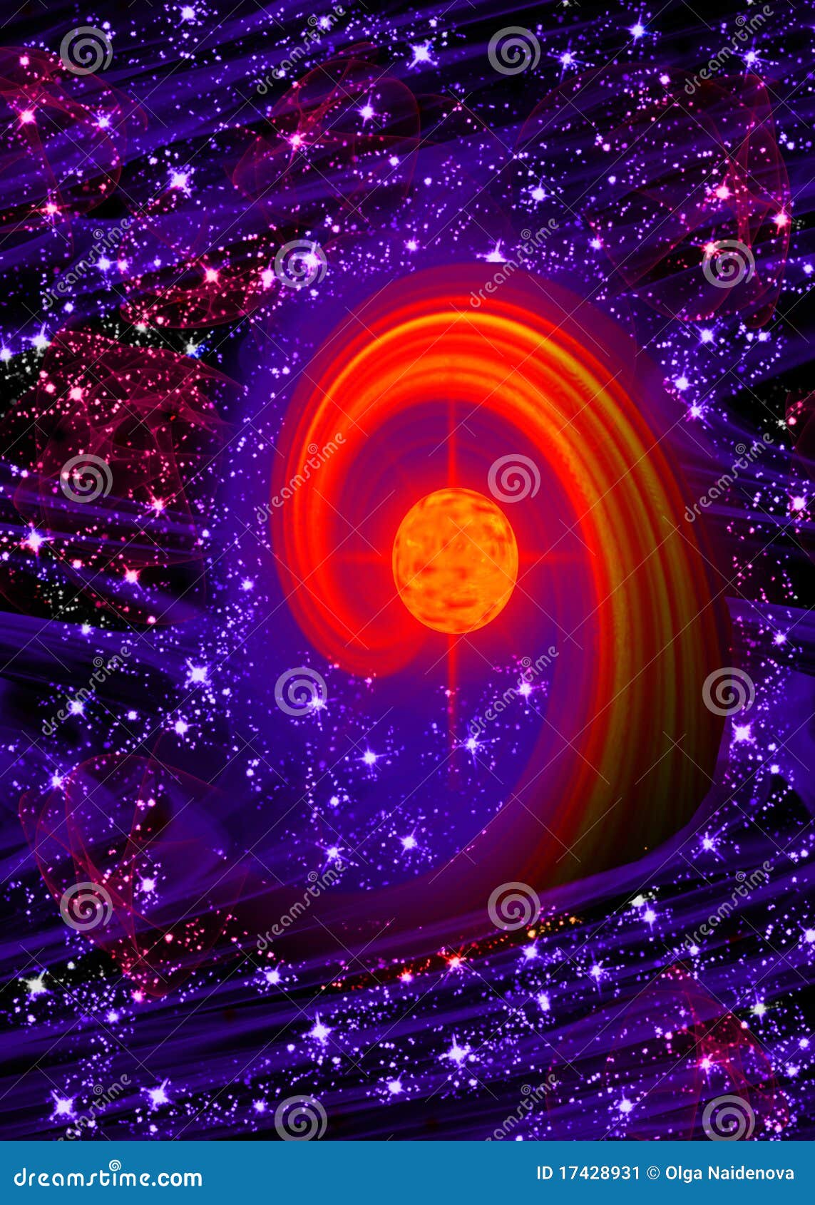 Space with a Fog Planets and Stars Stock Illustration - Illustration of ...