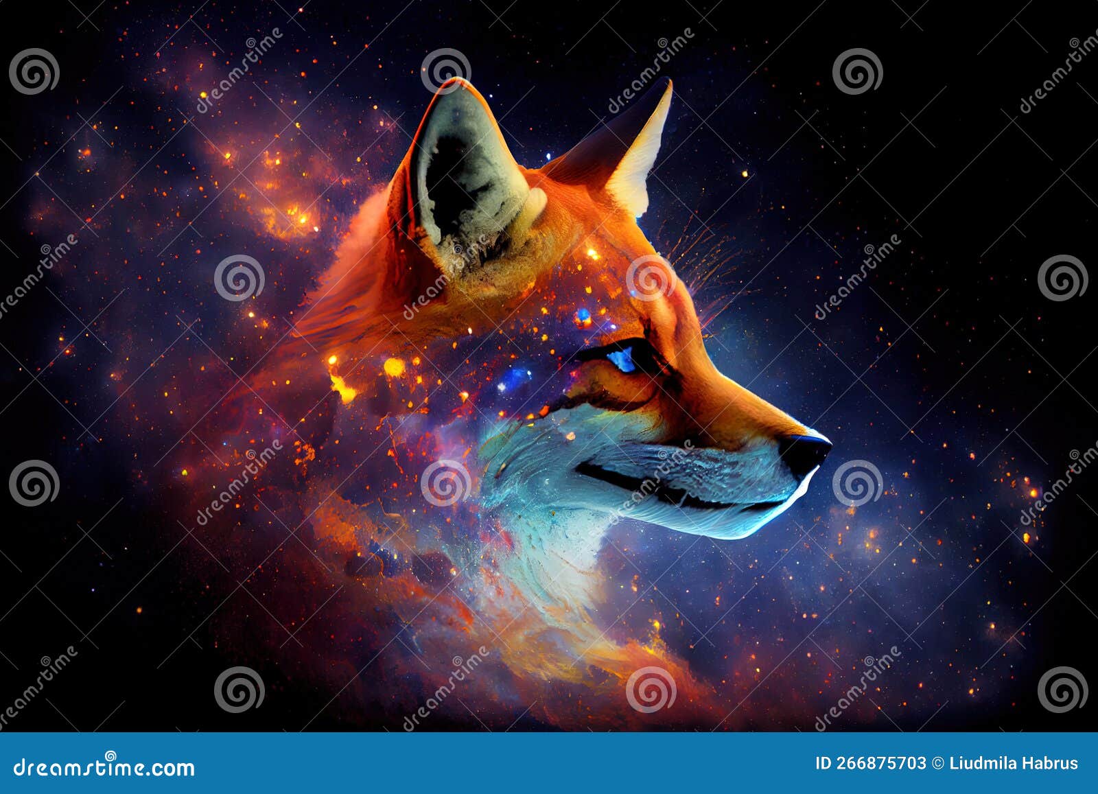 Space Fox Abstraction. Generative AI Stock Illustration - Illustration ...