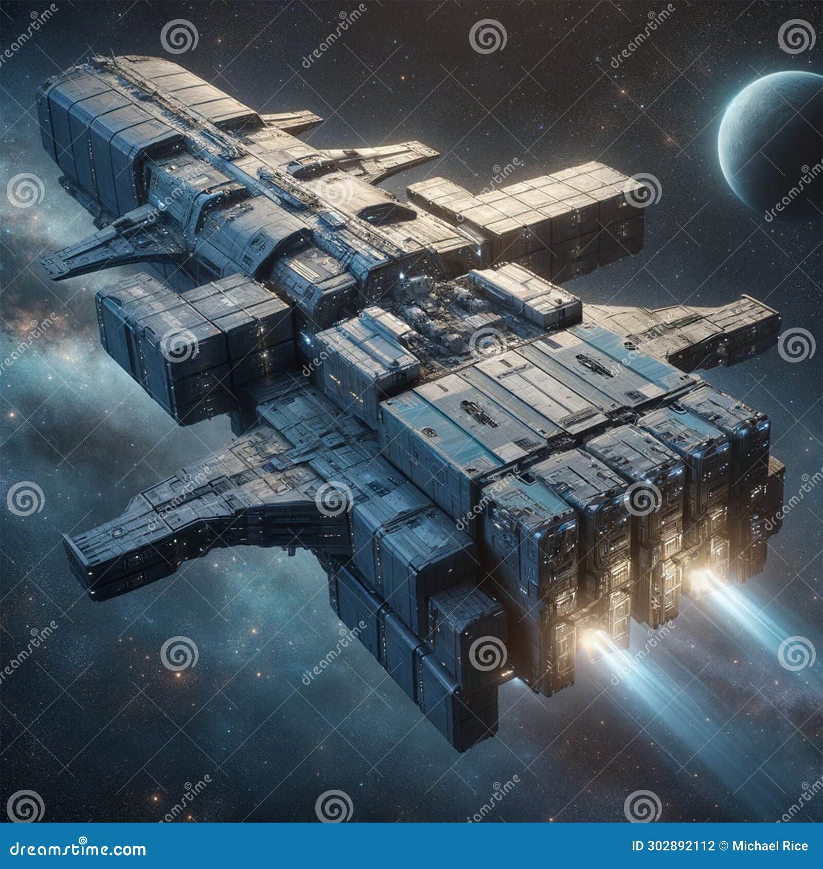 Space Freight Odyssey: AI Generated Cargo Ship in Sci-Fi Landscape ...