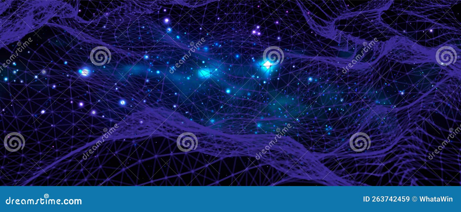 Space Galaxy Background with Mesh Grid. Physics Concept Stock Vector ...