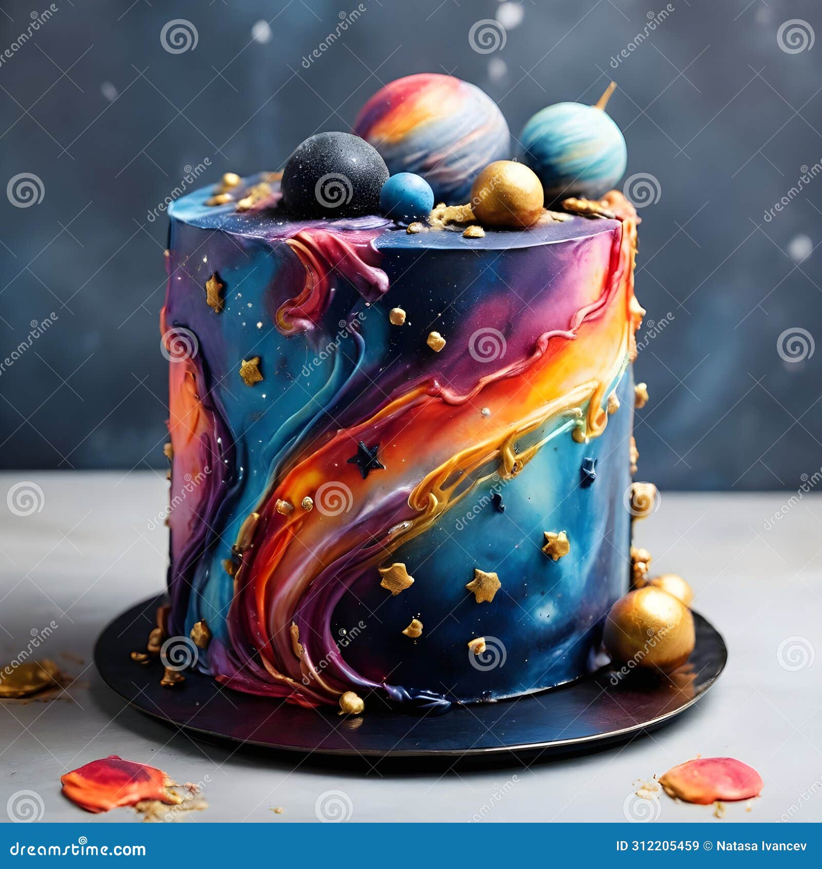 Space Galaxy Cake. Space-themed Cake Stock Illustration - Illustration ...