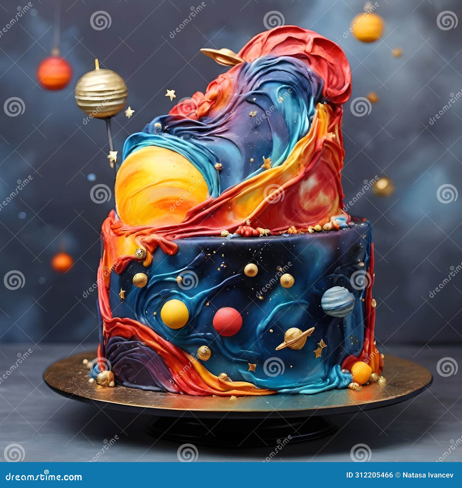 Space Galaxy Cake. Space-themed Cake Stock Illustration - Illustration of pastry, food: 312205466