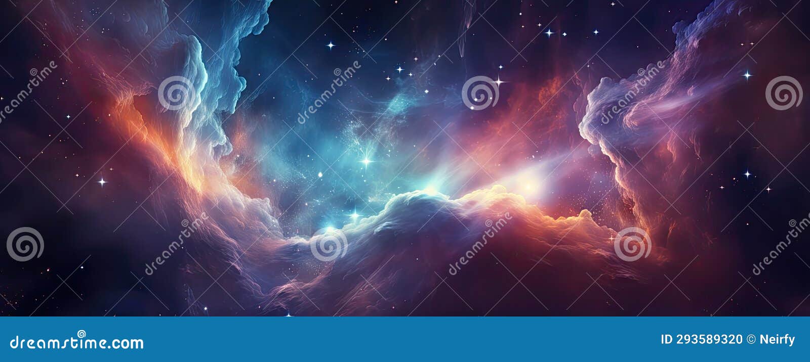 Space Galaxy Cloud, Web Banner Format Stock Illustration - Illustration ...