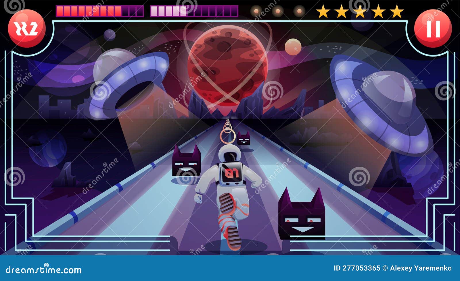 Space game concept stock vector. Illustration of arcade - 277053365