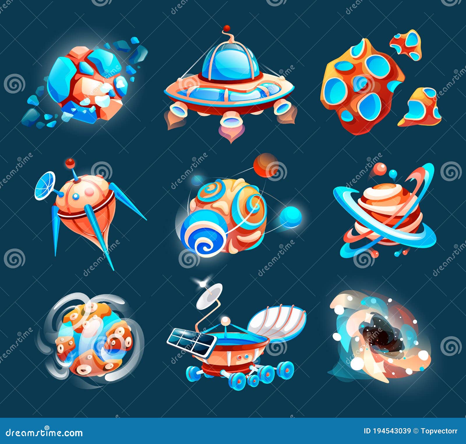 Space Game Elements. Outer Space Objects Symbols and Design Elements ...