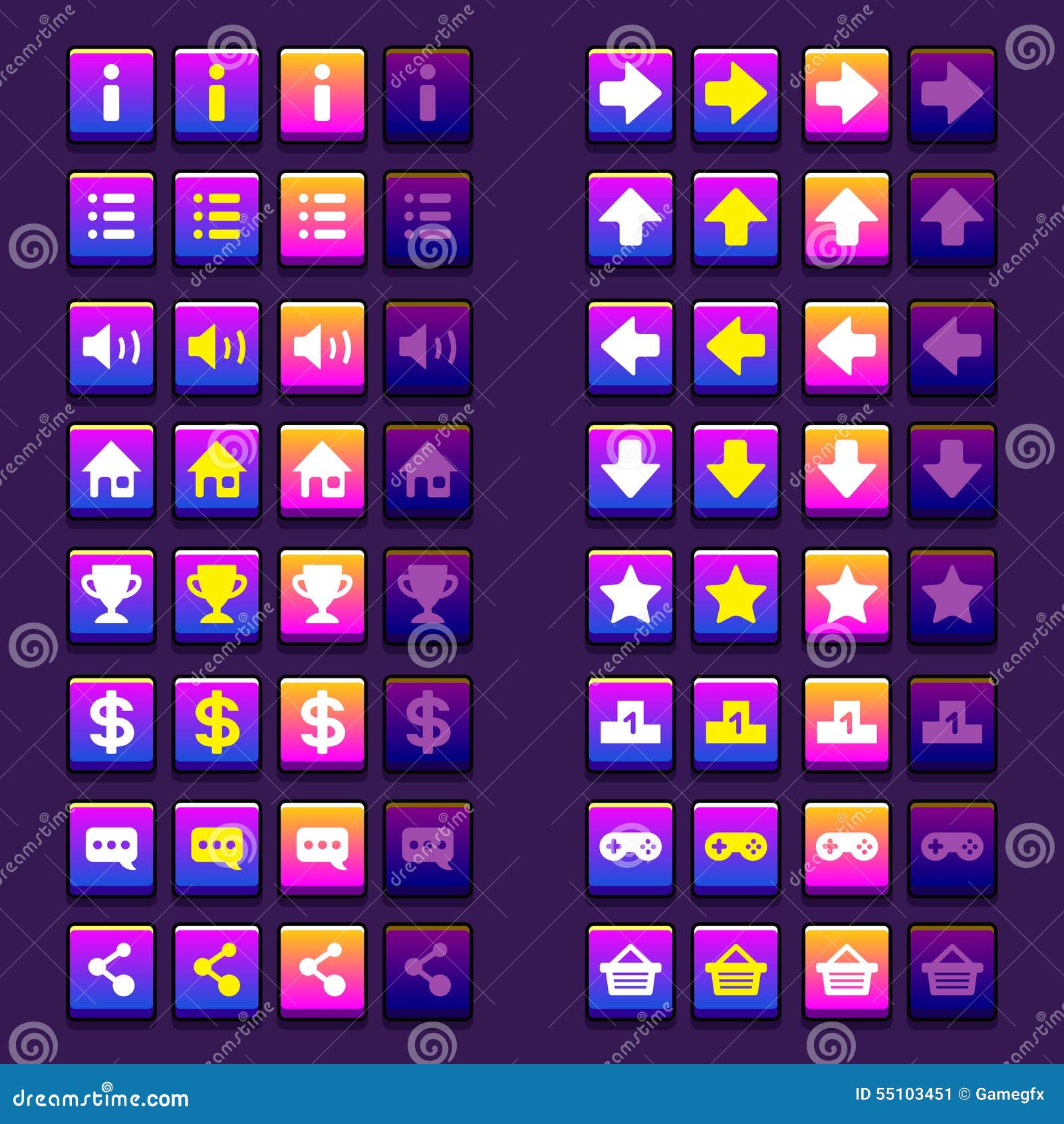 Space Game Icons Buttons Icons, Interface, Ui Stock Vector ...