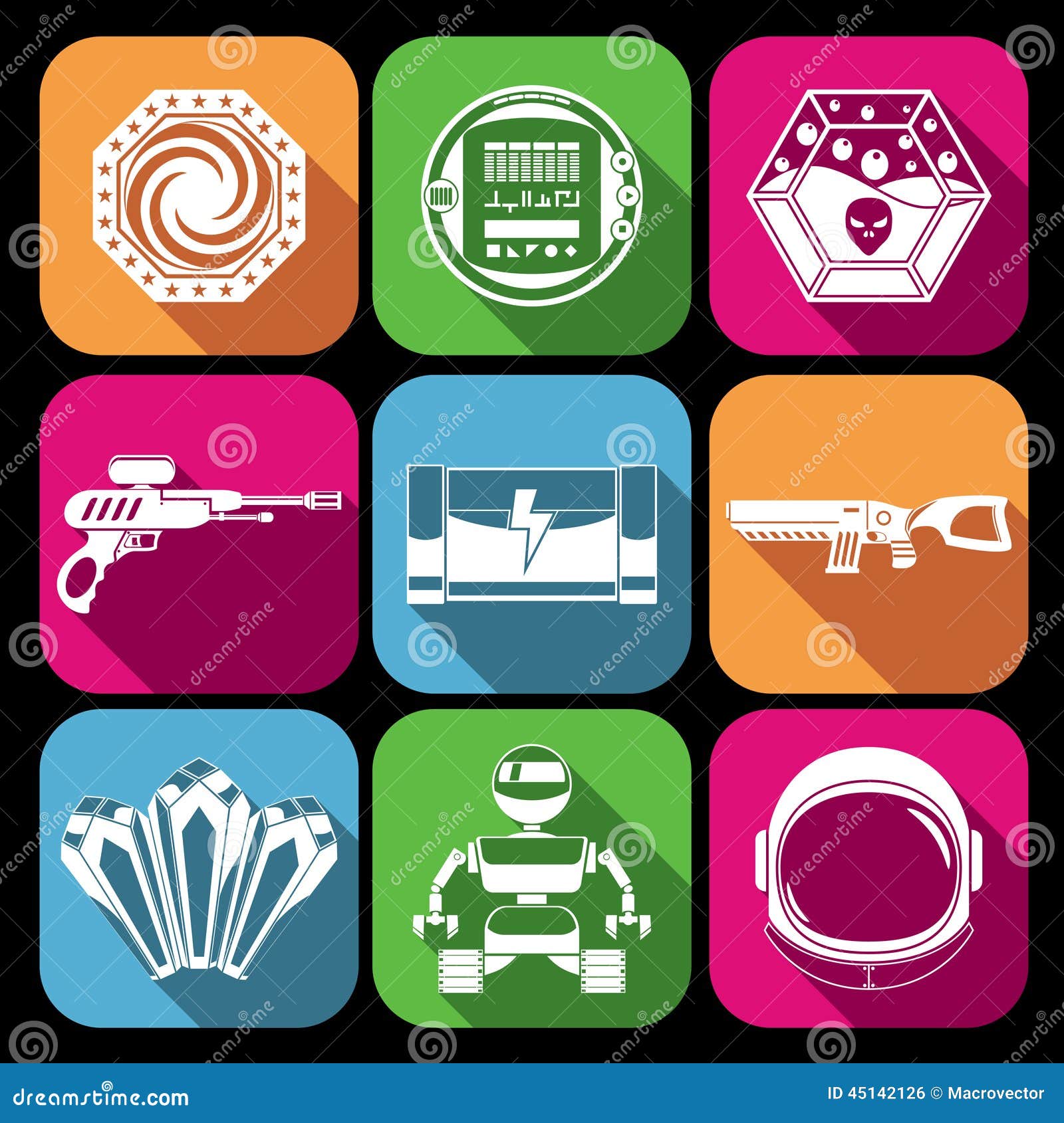 Space game icons white stock vector. Illustration of menu - 45142126