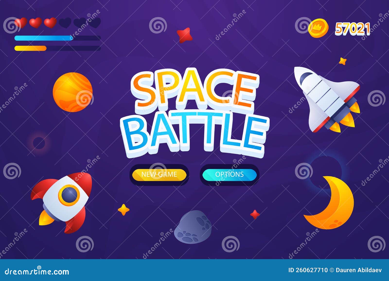 Space Game Interface Vector Illustration. Stock Vector - Illustration ...