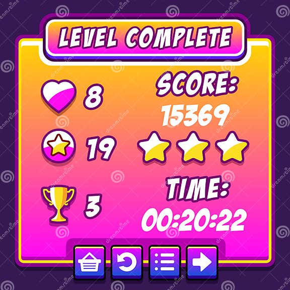 Space Game Level Complete Interface Panels Ui Stock Vector ...