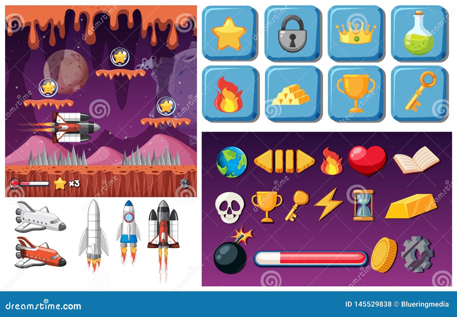 A space game template stock vector. Illustration of book - 145529838