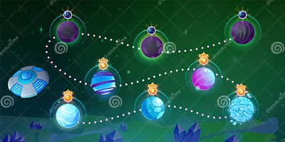 Space Game Ui Level Map with Planet Vector Galaxy Stock Vector - Illustration of goal, cosmos ...