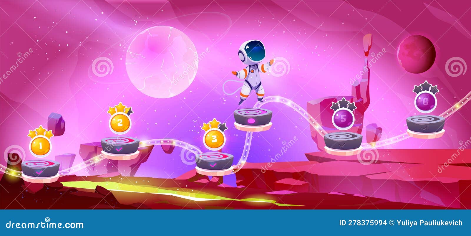 Space Game Ui Level Map with Planet Vector Screen Stock Illustration - Illustration of stage ...