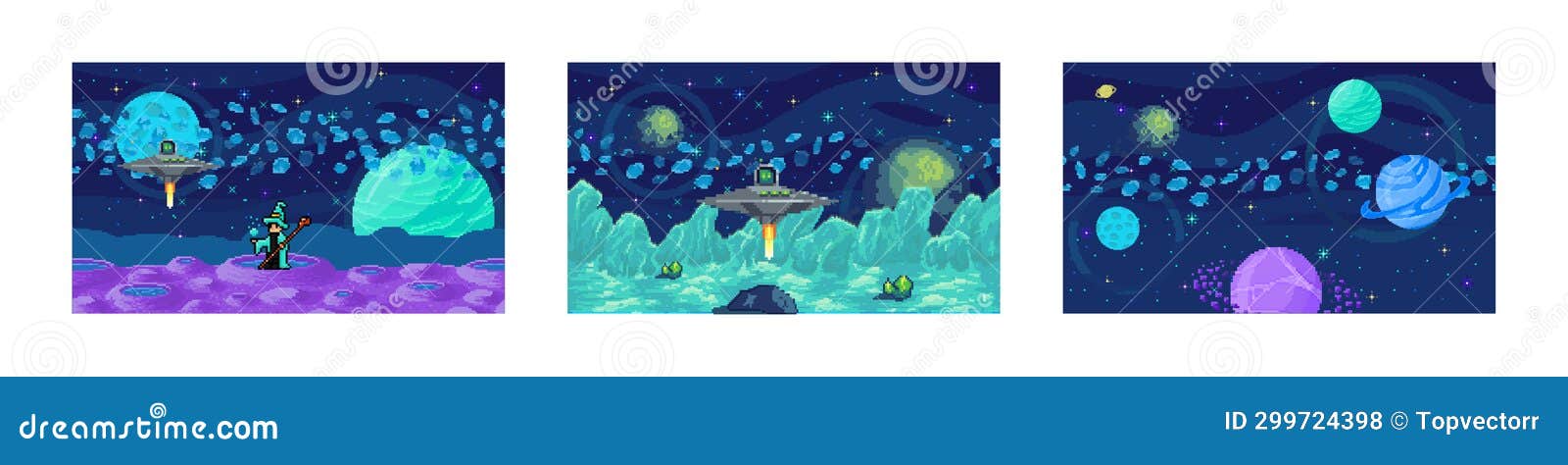 Space Game. the Pixelated Graphics and 8-bit Art Style Create Nostalgic ...