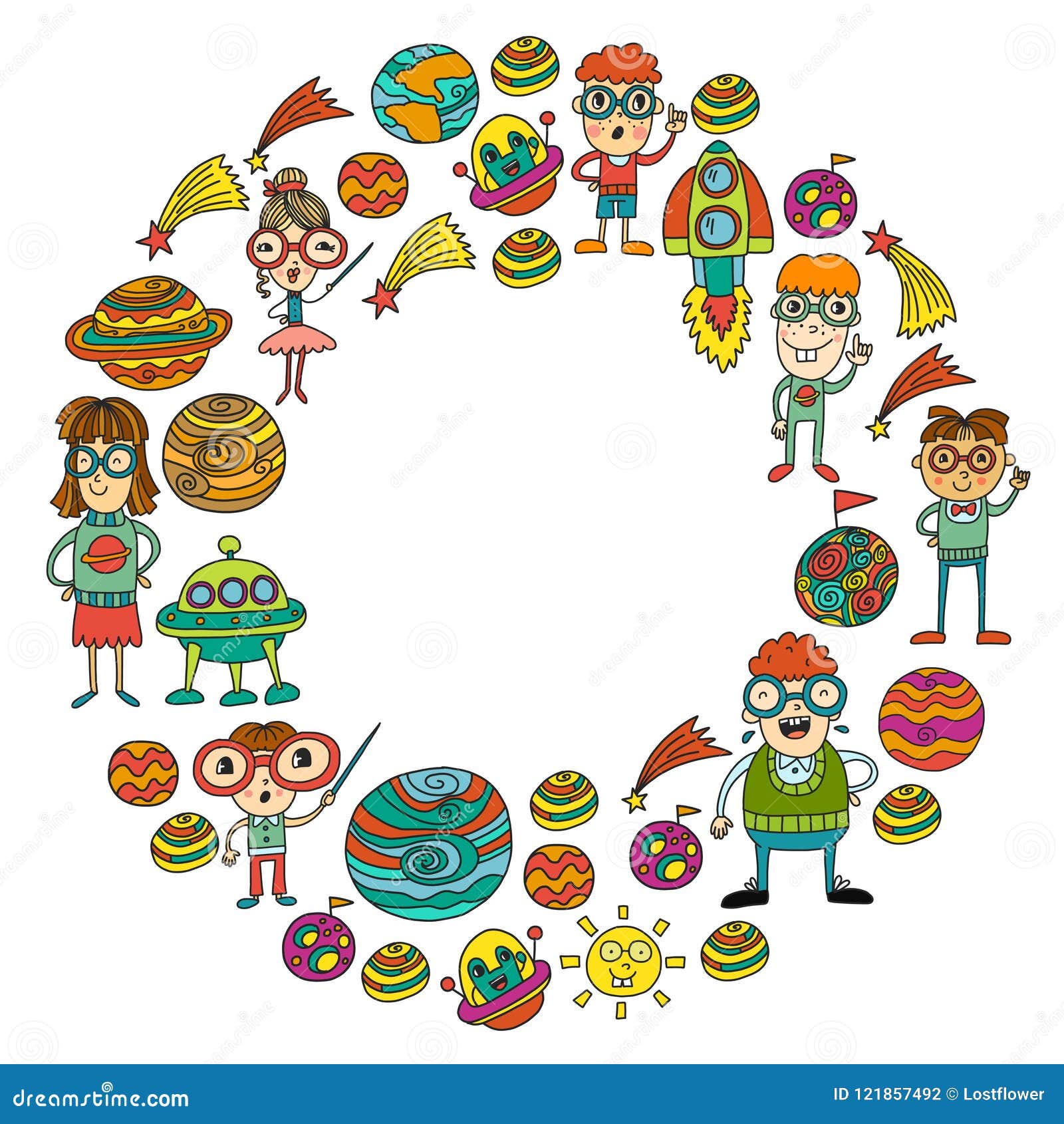 Space Geek Vector Pattern. Kids, Children Students Study Astronomy and ...