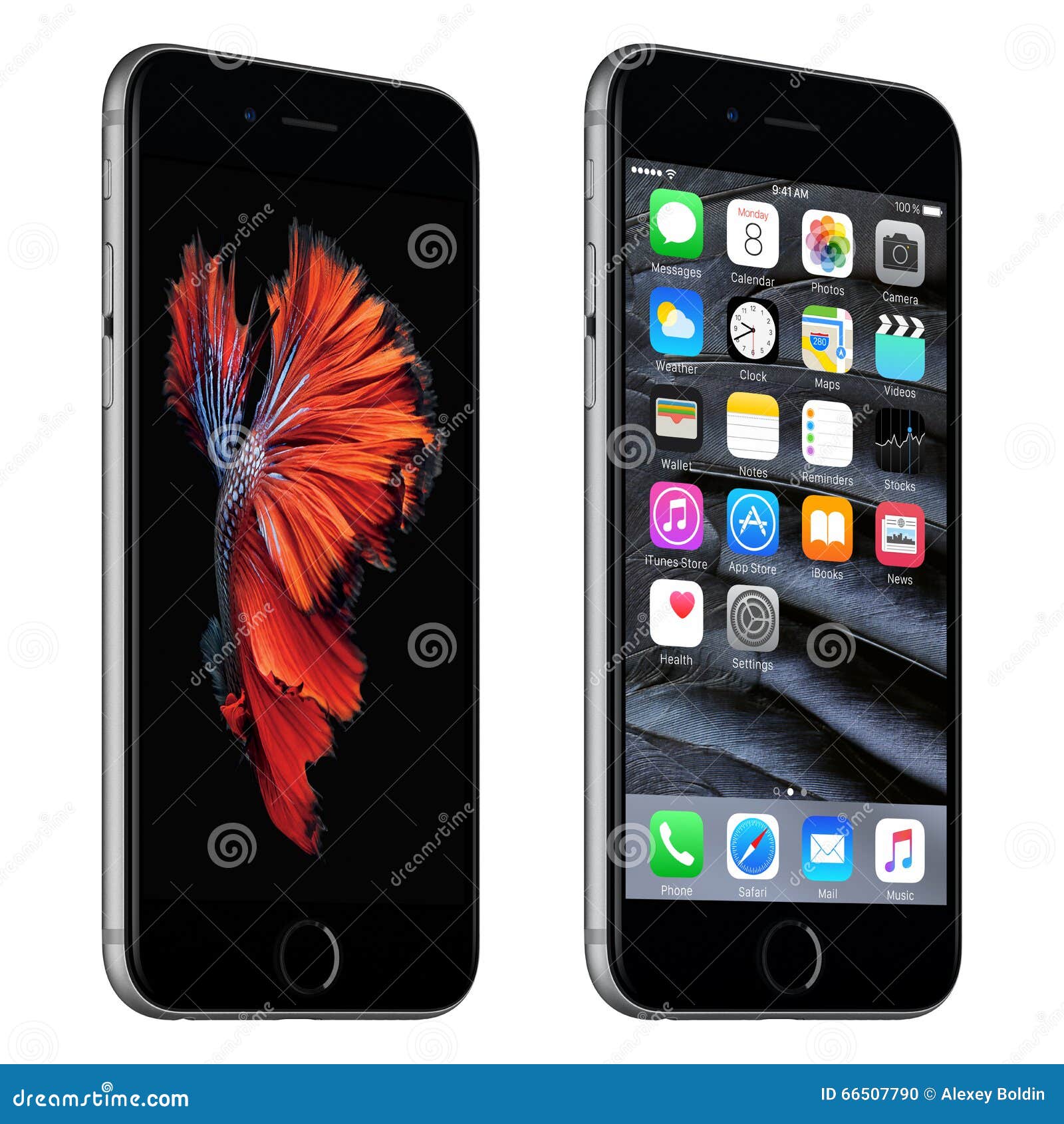 Space Gray Apple IPhone 6s Slightly Rotated Front View with IOS ...