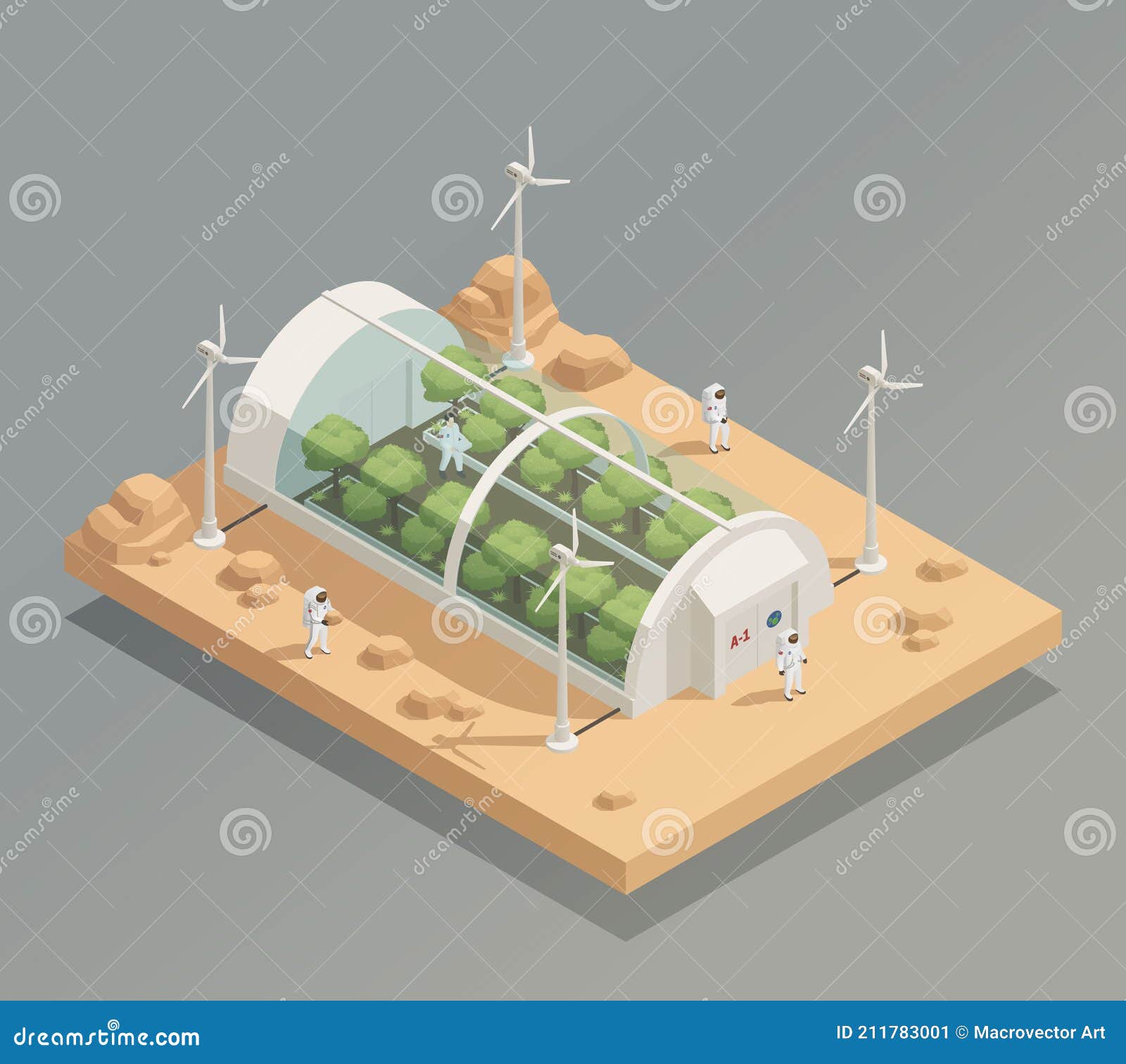 Space Greenery Facility Isometric Composition Stock Vector ...