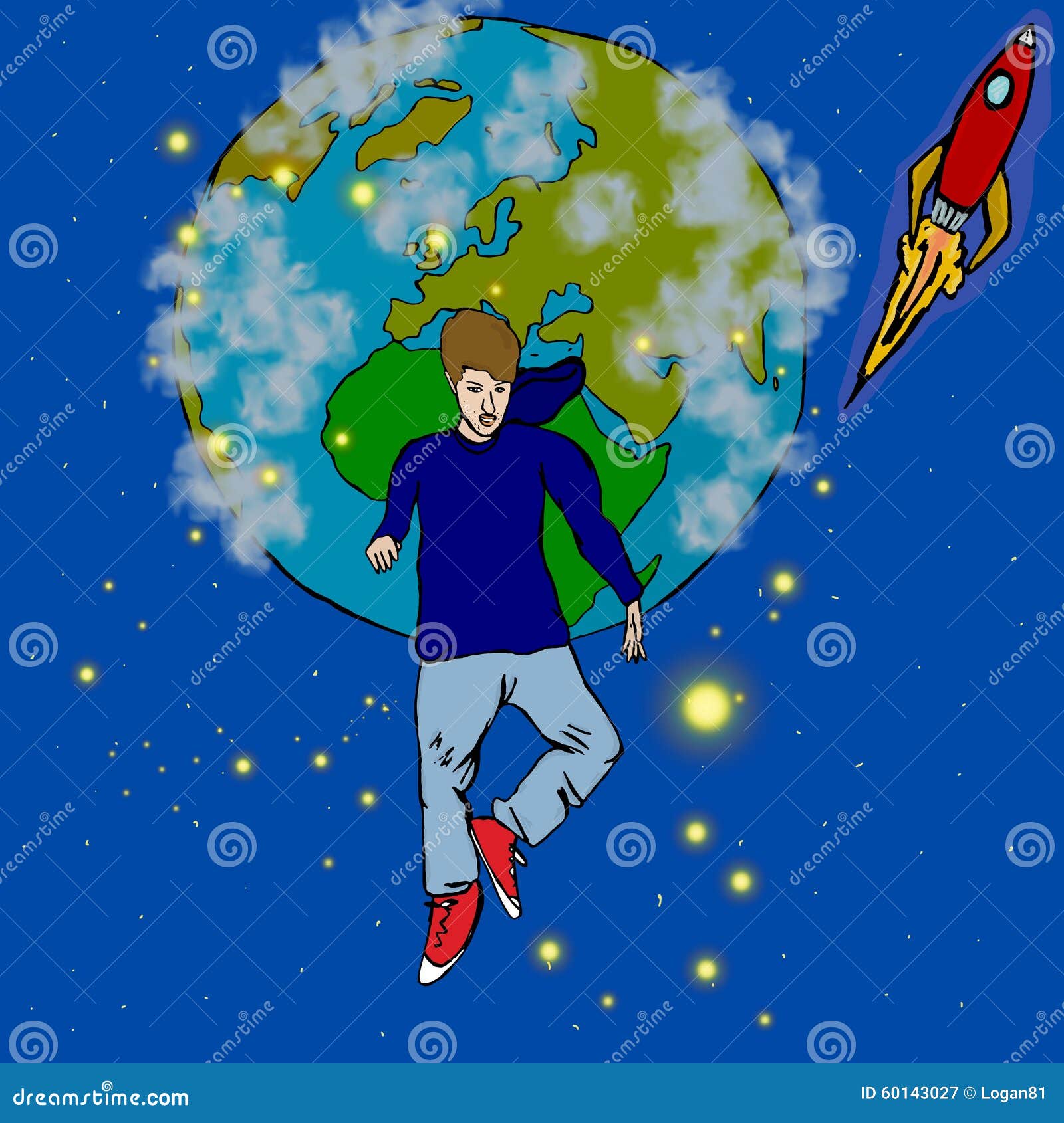 Space guy stock illustration. Illustration of comic, sporty - 60143027