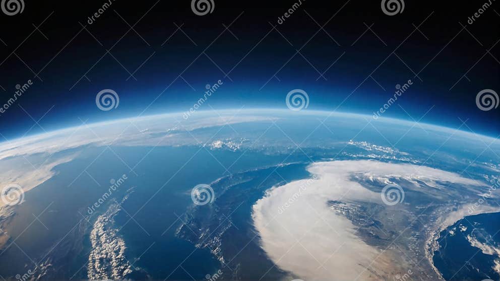 Space Horizon of the Earth. Blue Planet Stock Illustration ...