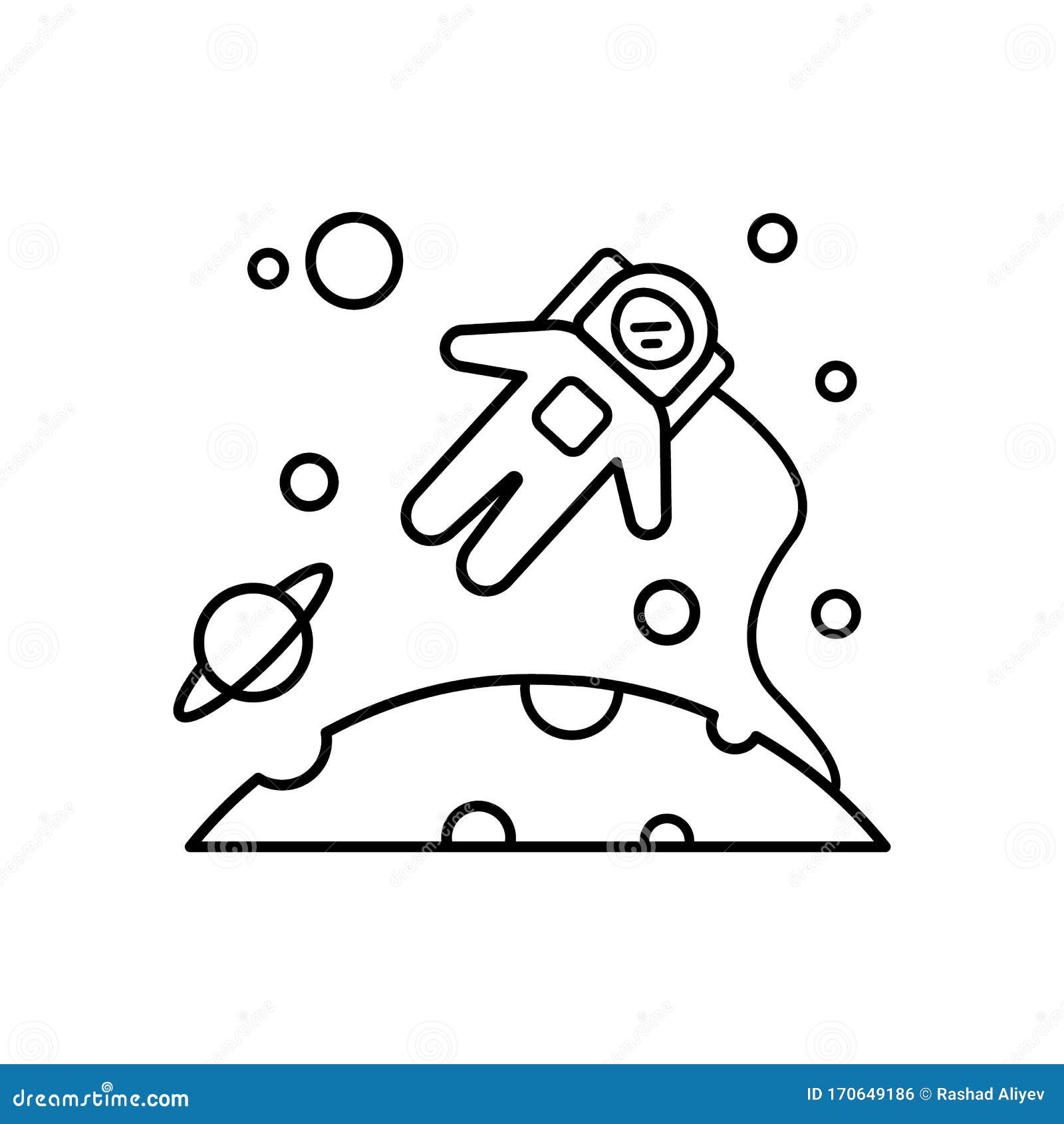 Space Humanization, Cosmonaut Planet Icon. Simple Line, Outline Vector ...