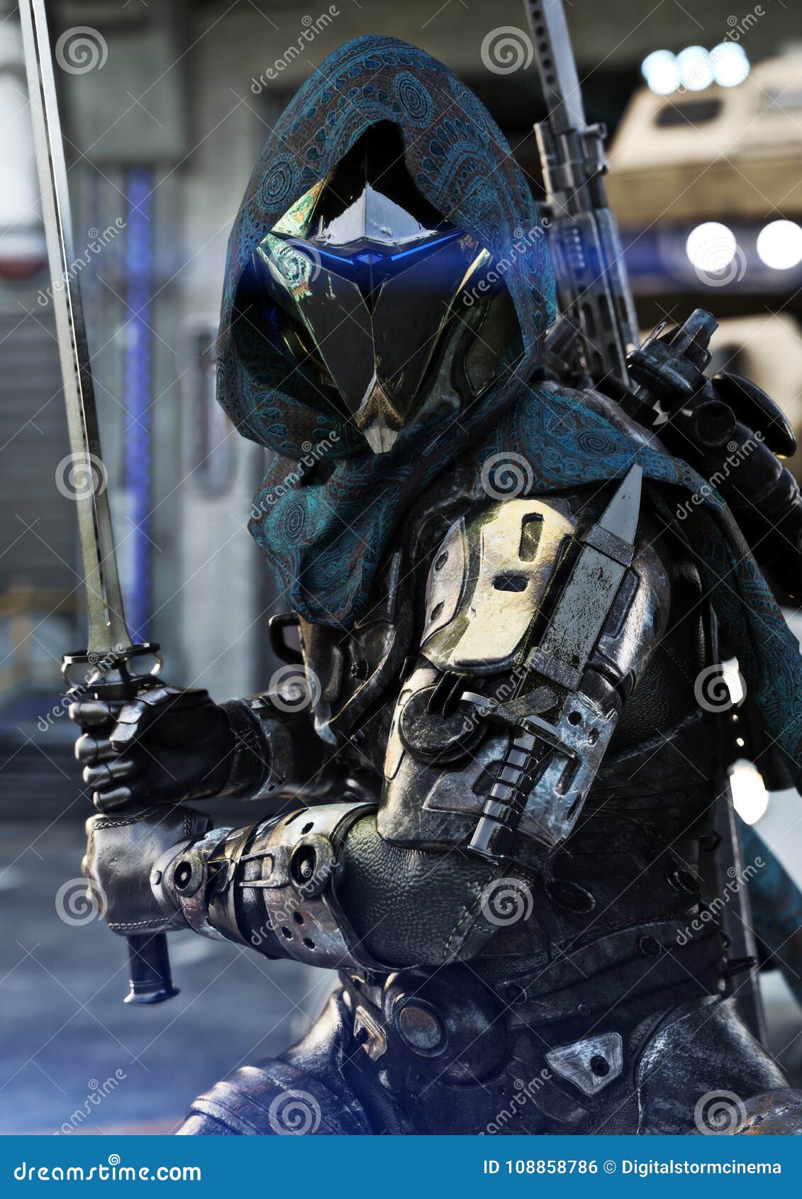 Futuristic Marine Soldier On A White Background With Splatter ...