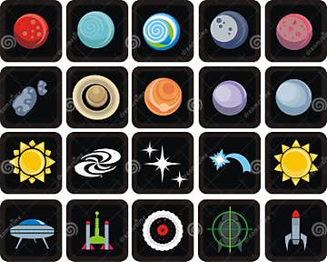 Space icon set stock vector. Illustration of objects - 13745450