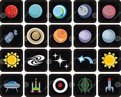 Space icon set stock vector. Illustration of objects - 13745450