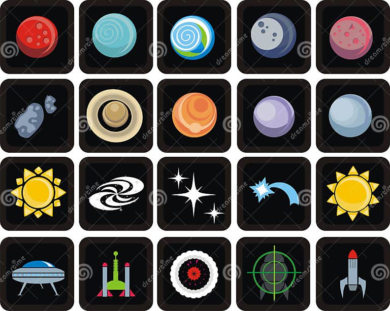 Space icon set stock vector. Illustration of objects - 13745450